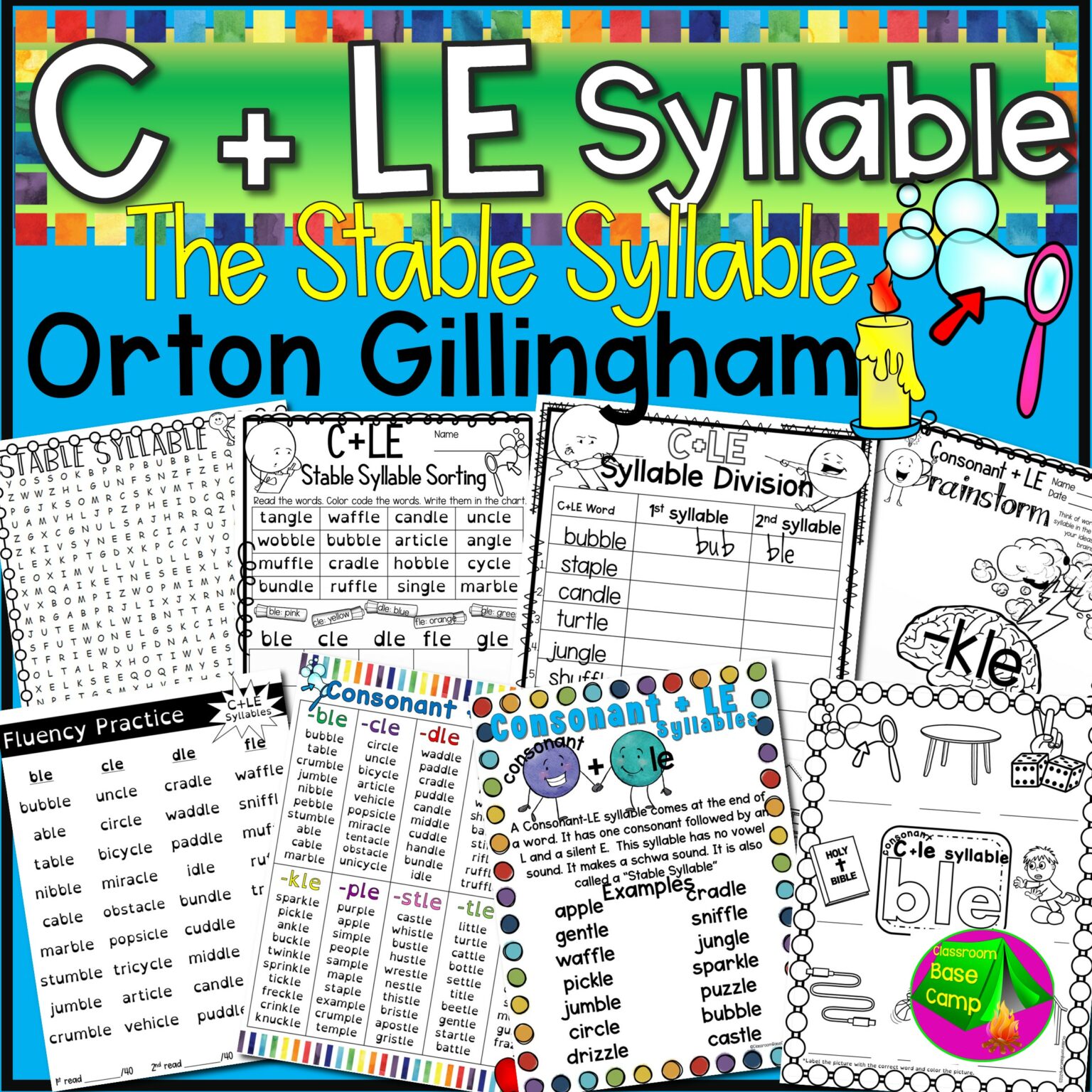 Consonant + LE (C+LE) Stable Syllable - Orton Gillingham (BLE, CLE, DLE ...