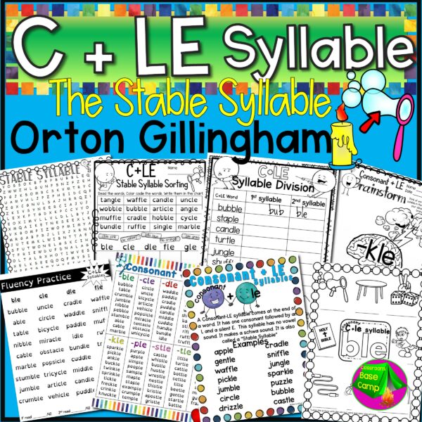 Consonant + LE (C+LE) Stable Syllable - Orton Gillingham (BLE, CLE, DLE ...