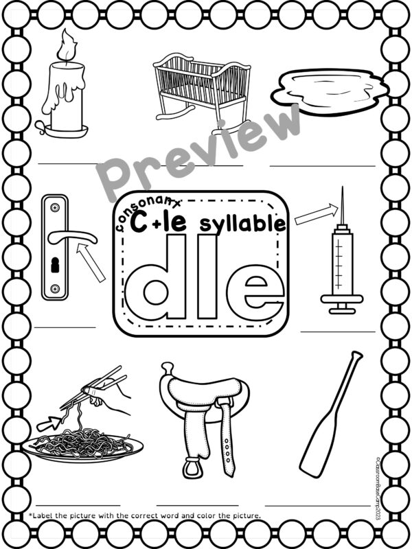 Consonant + LE (C+LE) Stable Syllable - Orton Gillingham (BLE, CLE, DLE ...