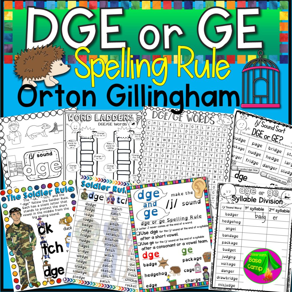 DGE or GE Spelling - Orton Gillingham (The Soldier Rule) | Made By Teachers