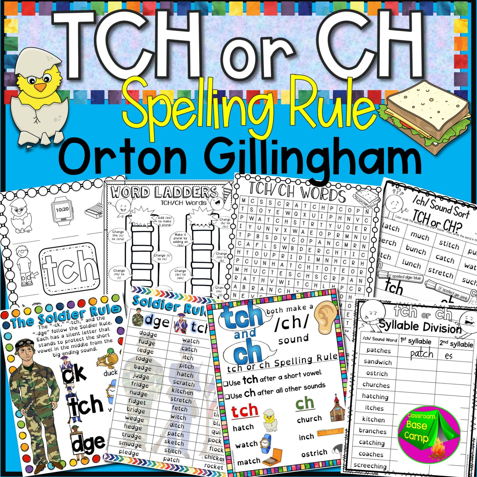 TCH or CH Spelling - Orton Gillingham (The Soldier Rule) | Made By Teachers