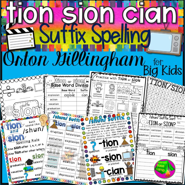 TION SION CIAN Suffixes - Orton Gillingham Suffix Spelling Rules | Made ...