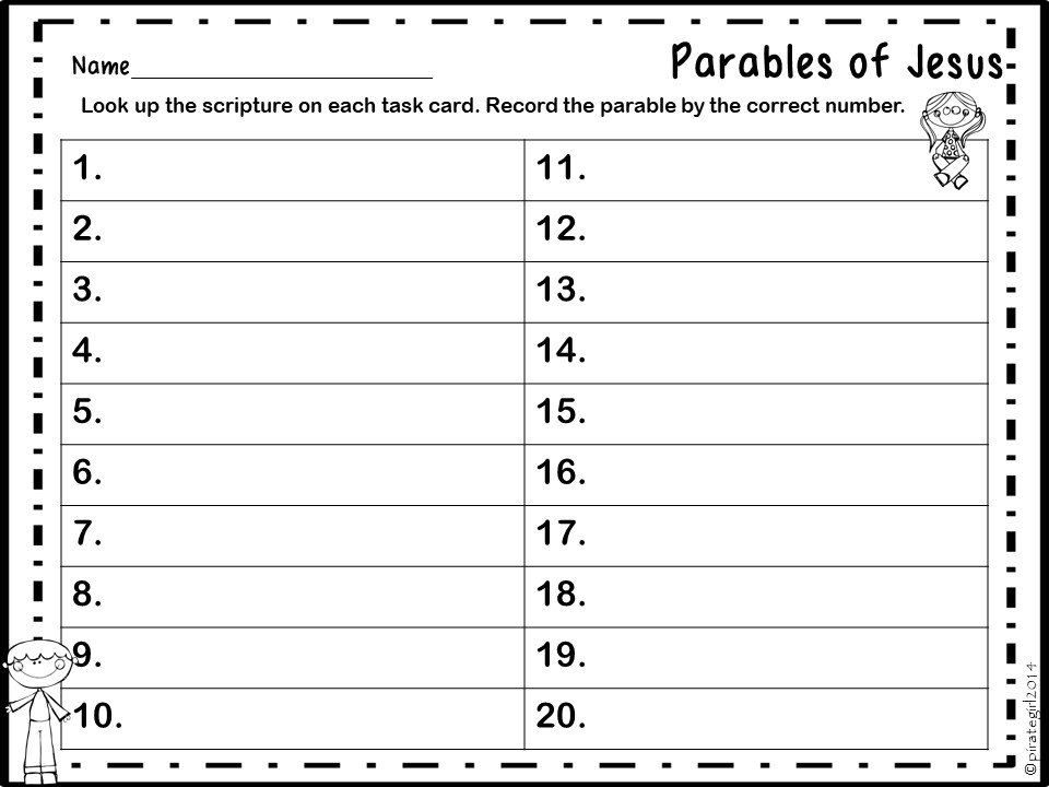 Bible Task Cards: Parables of Jesus | Made By Teachers