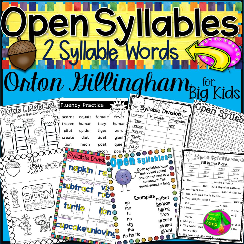Open Syllable Two Syllable Words- Orton Gillingham | Made By Teachers