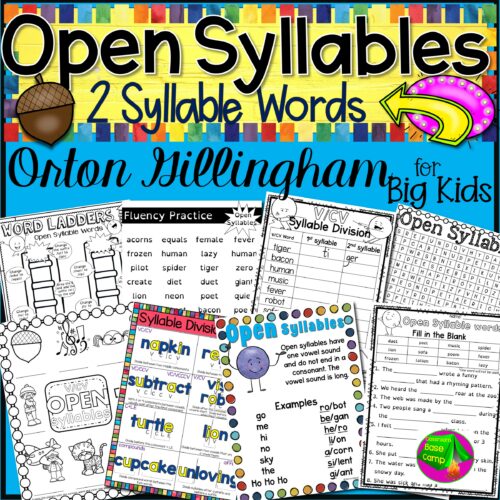 Open Syllable Words- Two Syllable Orton Gillingham | Made By Teachers