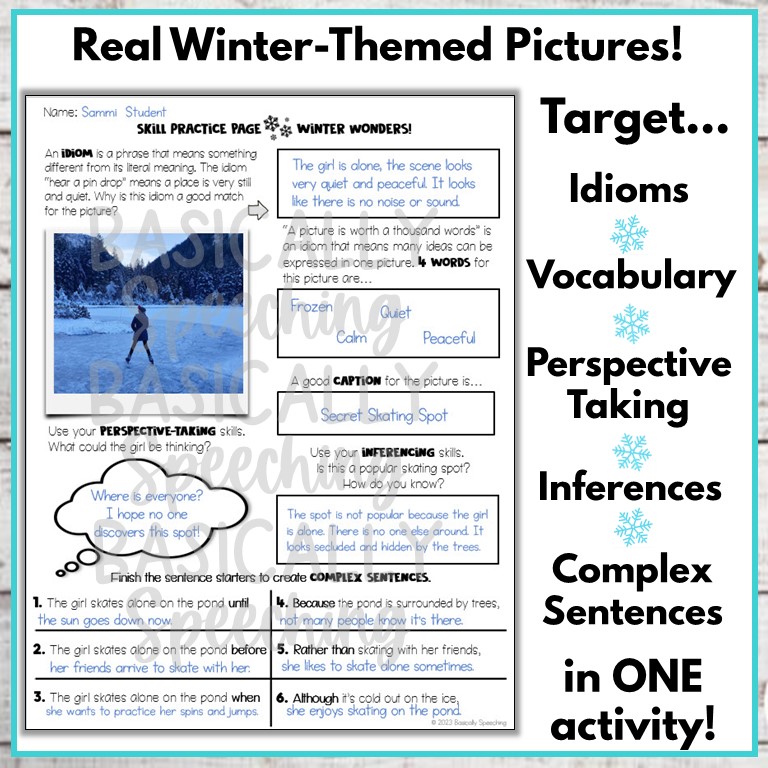 Activity for Mixed Speech Therapy Groups Multiple Skill Pages WINTER ...