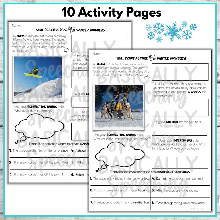 Activity for Mixed Speech Therapy Groups Multiple Skill Pages WINTER ...