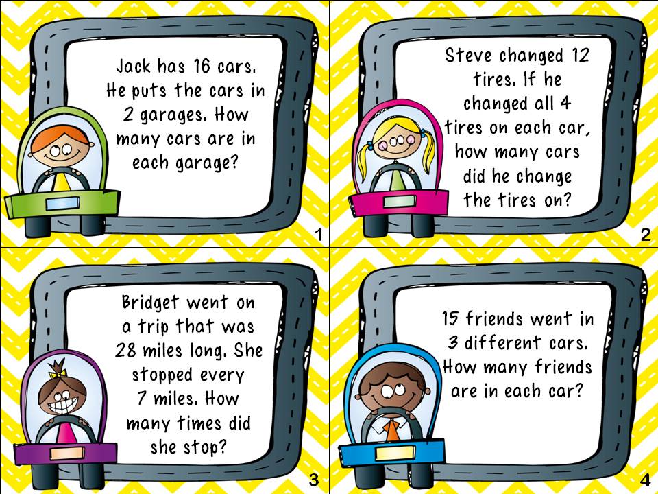 Division Word Problem Task Cards | Made By Teachers