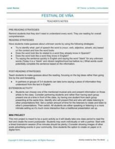 Festival de Viña del Mar - Scaffolded Cultural Activity: Familias y ...