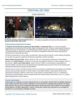 Festival de Viña del Mar - Scaffolded Cultural Activity: Familias y ...