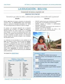 La educación: Proyecto UNICEF - Scaffolded Cultural Activity | Made By ...