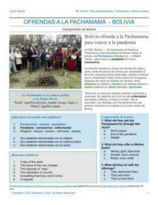 Ofrendas a la Pachamama - Scaffolded Cultural Activity: Vida ...