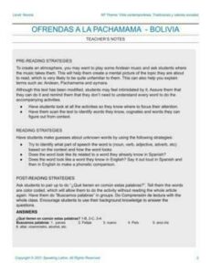 Ofrendas a la Pachamama - Scaffolded Cultural Activity: Vida ...