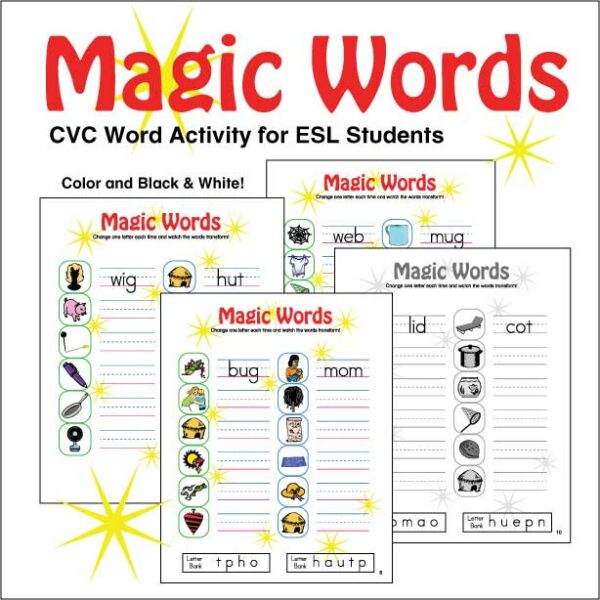 CVC Word Magic Worksheets ESL ELL Newcomer | Made By Teachers