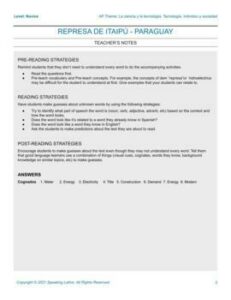 Represa de Itaipú - Scaffolded Cultural Activity: La ciencia y la ...