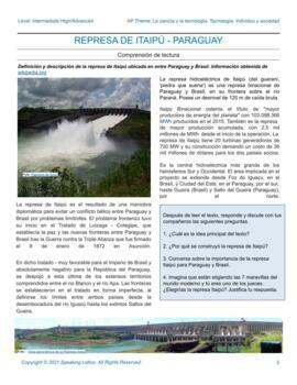 Represa de Itaipú - Scaffolded Cultural Activity: La ciencia y la ...