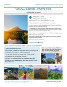 Volcán Arenal - Scaffolded Cultural Activity: La vida contemporánea ...