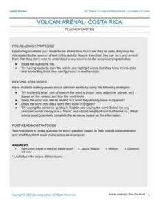 Volcán Arenal - Scaffolded Cultural Activity: La vida contemporánea ...