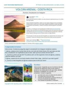 Volcán Arenal - Scaffolded Cultural Activity: La vida contemporánea ...