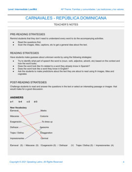 Carnavales - Scaffolded Cultural Activity: Familias y Comunidades ...
