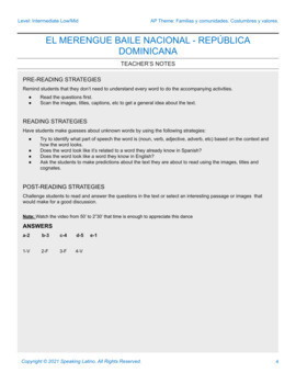El merengue - Scaffolded Cultural Activity: Familias y Comunidades ...