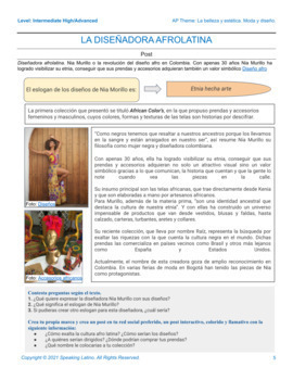 La diseñadora afrolatina - Scaffolded Cultural Activity: La belleza y ...