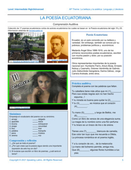 La Poesía Ecuatoriana - Scaffolded Cultural Activity: La belleza y la ...