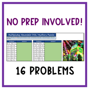 Multiplying Binomials FOIL Activity Digital Pixel Art Mystery Puzzle ...