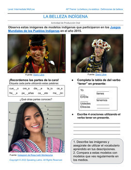 La belleza indígena - Scaffolded Cultural Activity: La belleza y la ...