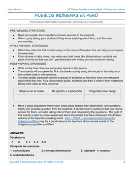 Pueblos indígenas en Perú - Scaffolded Cultural Activity: Costumbres y ...