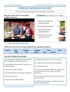 Pueblos indígenas en Perú - Scaffolded Cultural Activity: Costumbres y ...