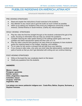 Pueblos indígenas - Scaffolded Cultural Activity: Población y ...