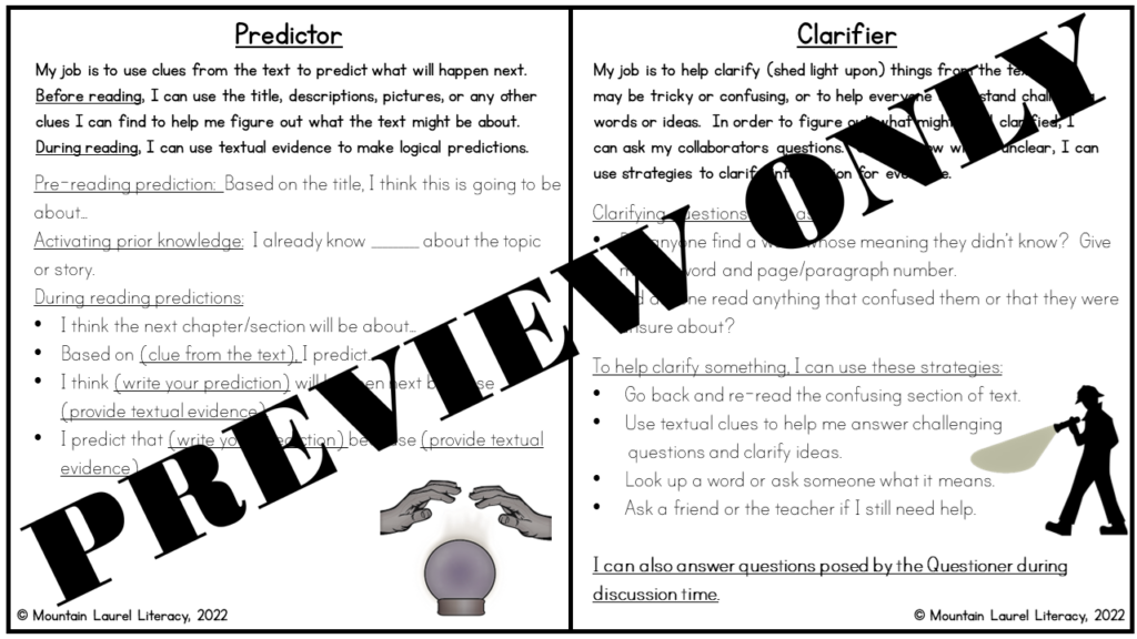 Comprehension Literature Circles Reciprocal Teaching Job Sheets | Made ...