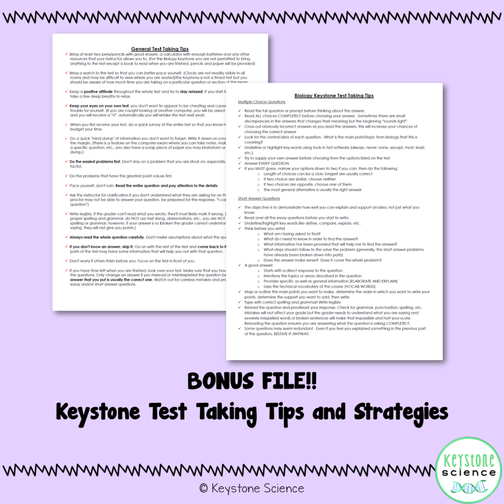 Biology Keystone Exam Content Review Packet with Answer Key | Made By ...