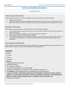 Explosiones en Bata - Scaffolded Cultural Activity: Los desafíos ...