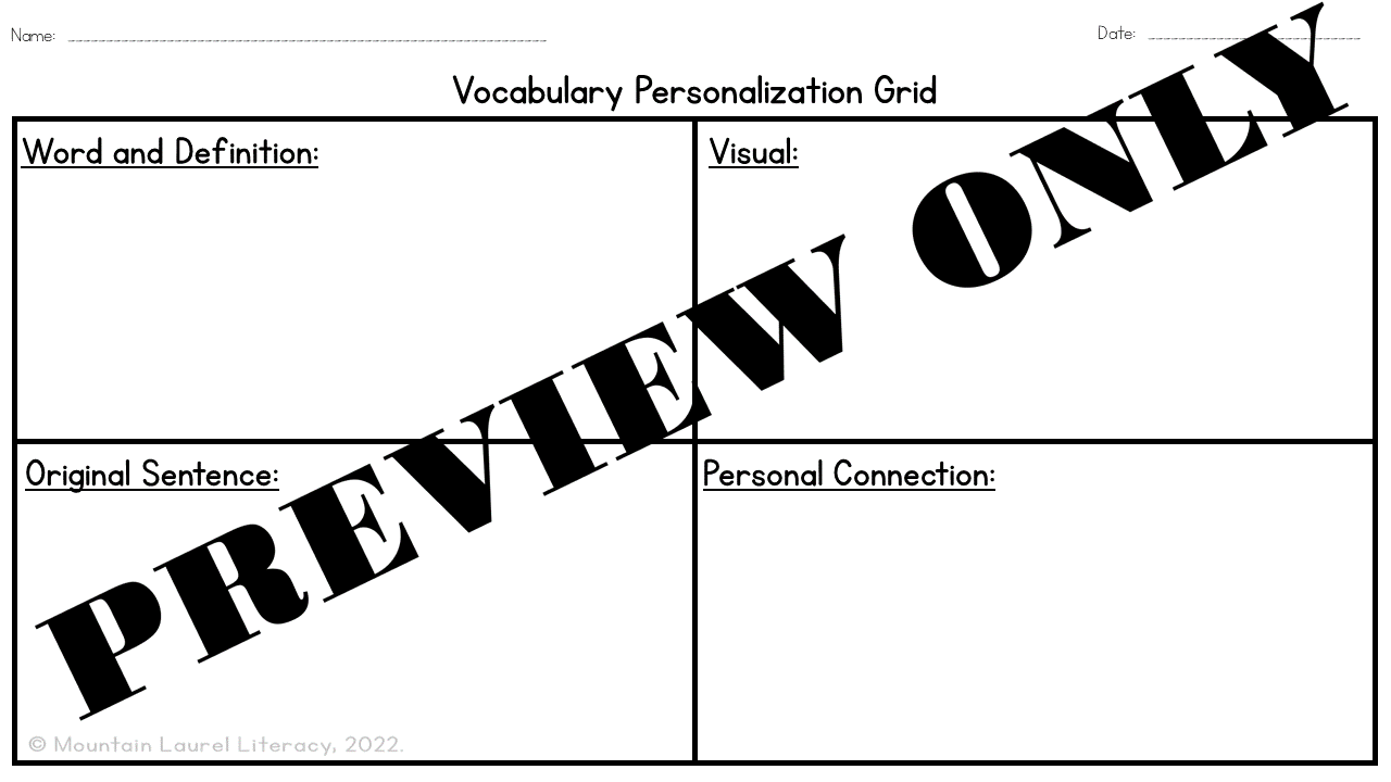 Graphic Organizer Vocabulary Middle and High School ANY SUBJECT AREA ...