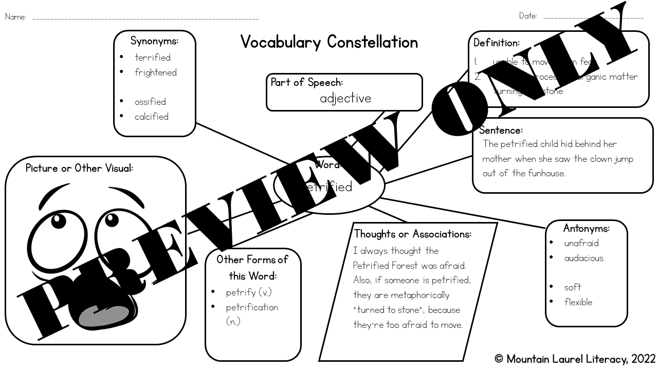 Graphic Organizer Vocabulary Middle and High School ANY SUBJECT AREA ...