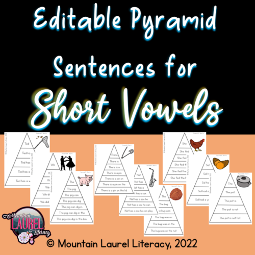 Decodable Text Short Vowels First Grade Pyramid Sentences EDITABLE ...