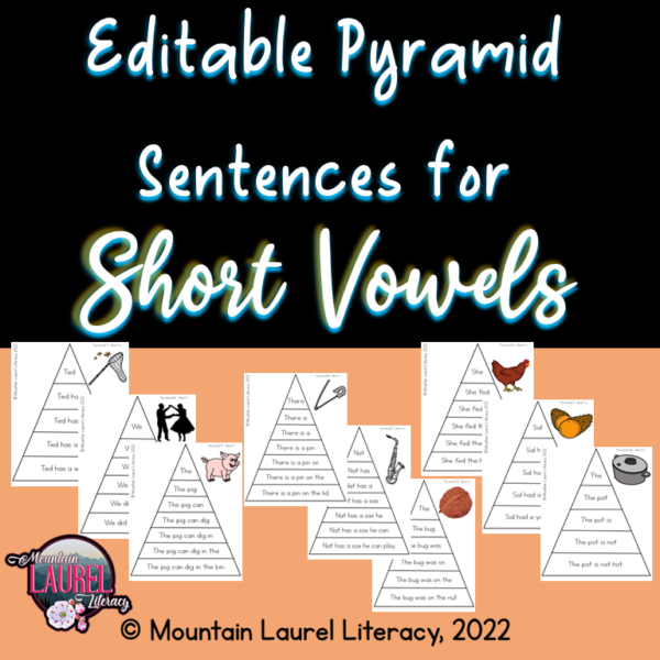 Decodable Text Short Vowels First Grade Pyramid Sentences EDITABLE ...