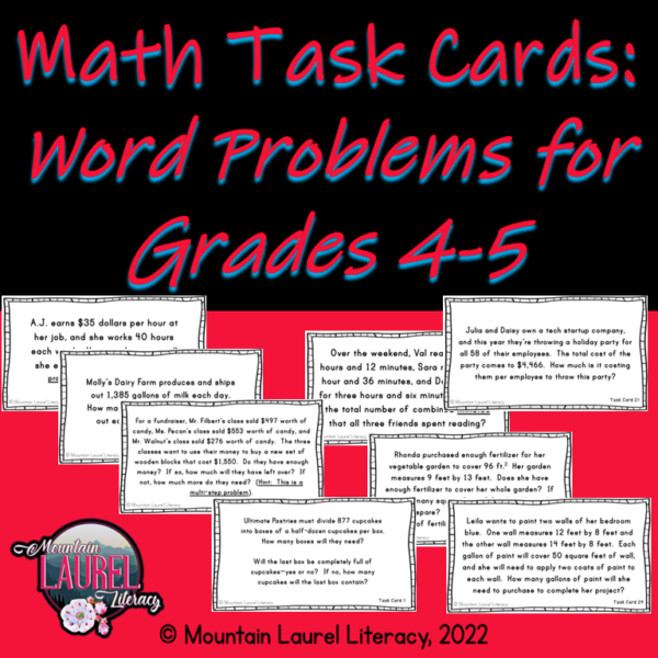 Word Problems Grade 4 and 5 Task Cards | Made By Teachers