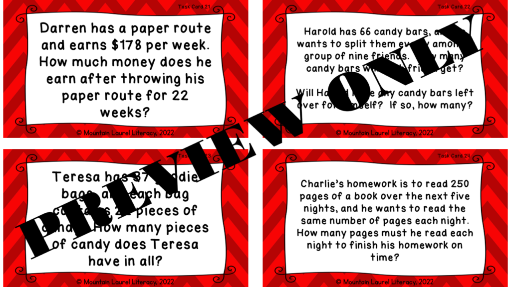 Word Problem Task Cards Multiplication and Division Grades 3 and 4 ...