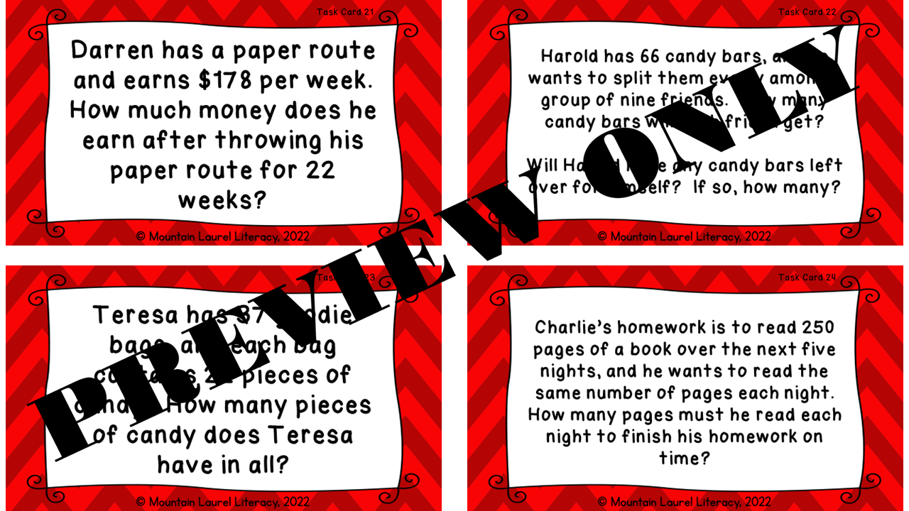Word Problem Task Cards Multiplication and Division Grades 3 and 4 ...