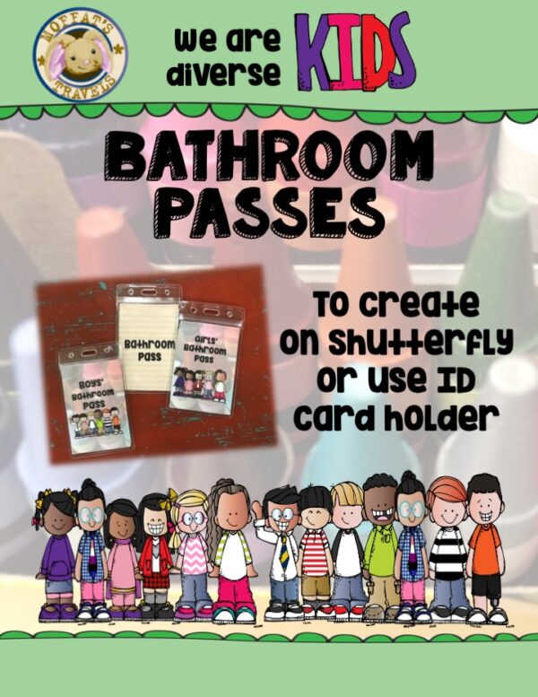 CLASSROOM DECOR:DIVERSE Kids Bathroom Passes | Made By Teachers