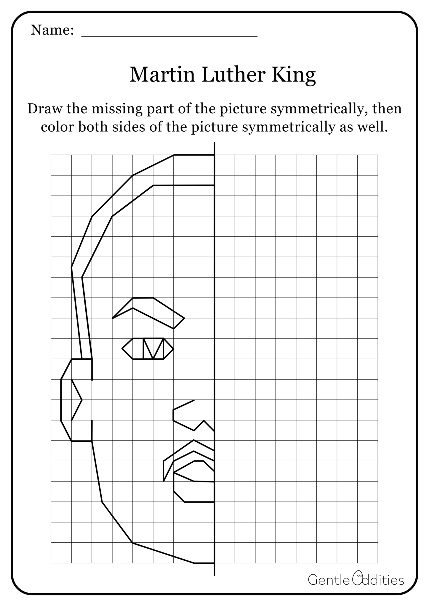 Black History Month Math activity Martin Luther King Jr Symmetry ...