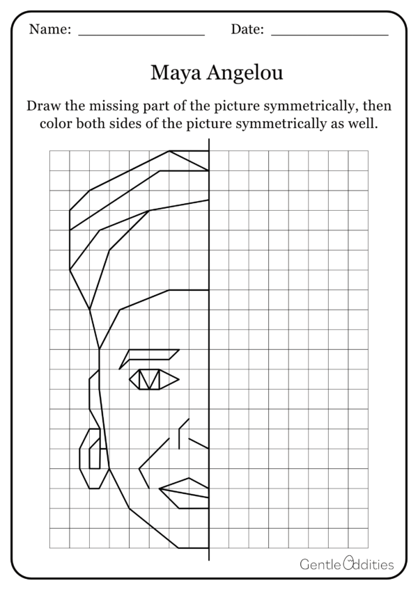 Black History Month Math activity Maya Angelou Symmetry Math Centers ...