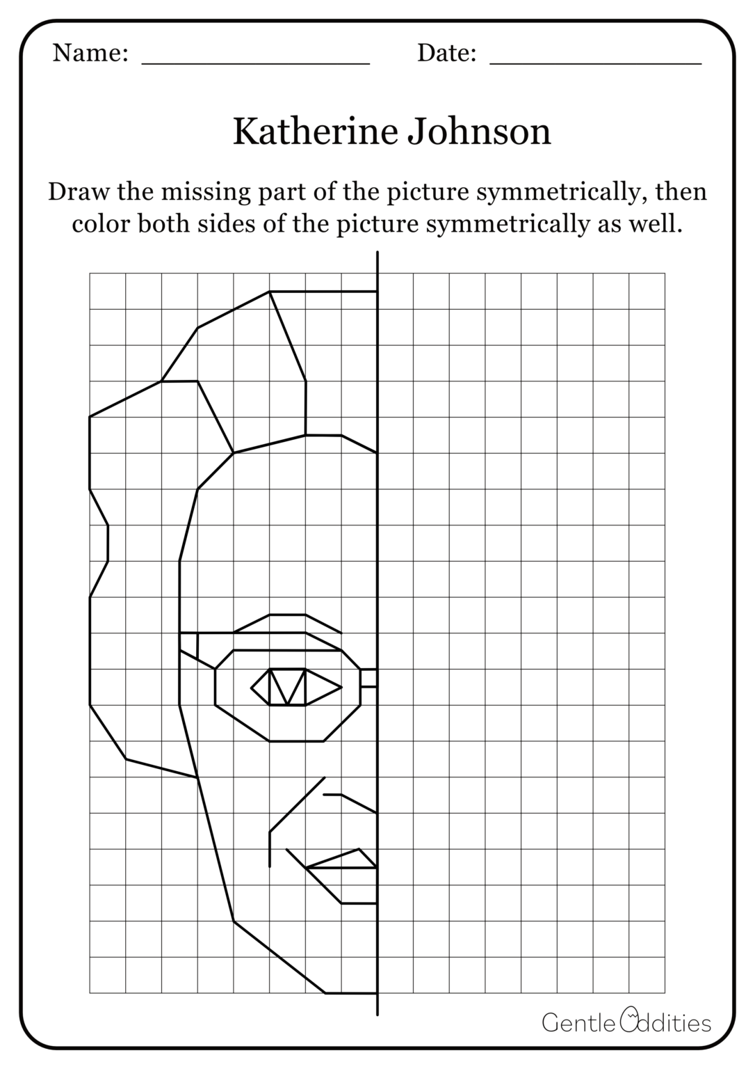 Black History Month Math activity Katherine Johnson Symmetry Math ...