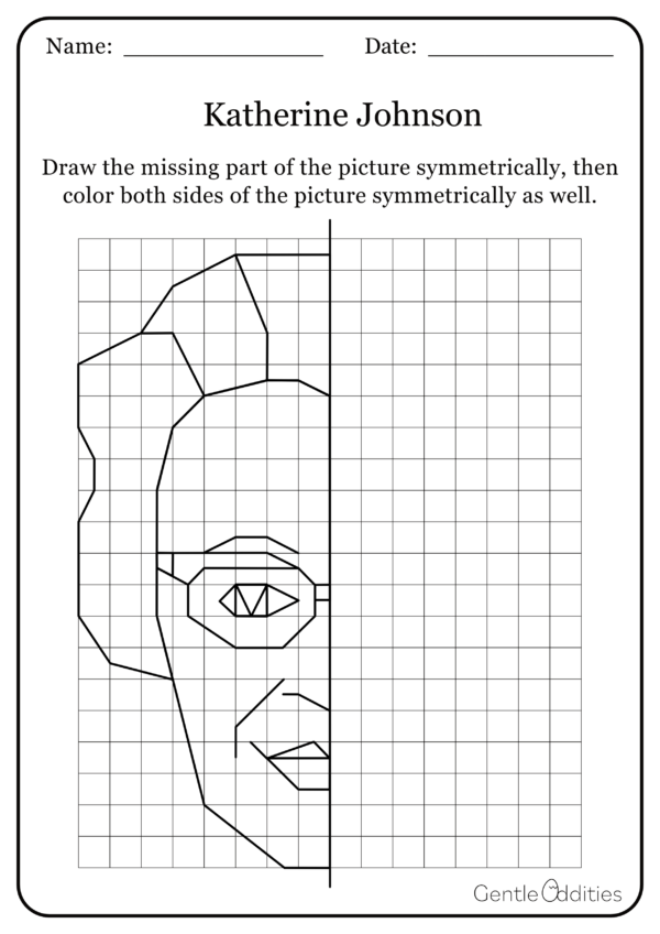 Black History Month Math activity Katherine Johnson Symmetry Math ...