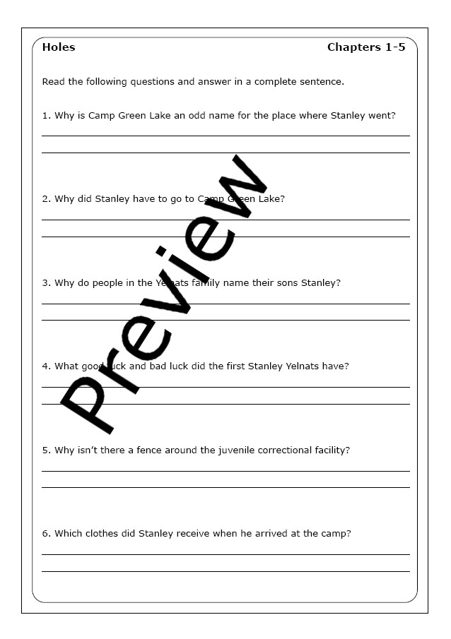 Louis Sachar "Holes" worksheets | Made By Teachers