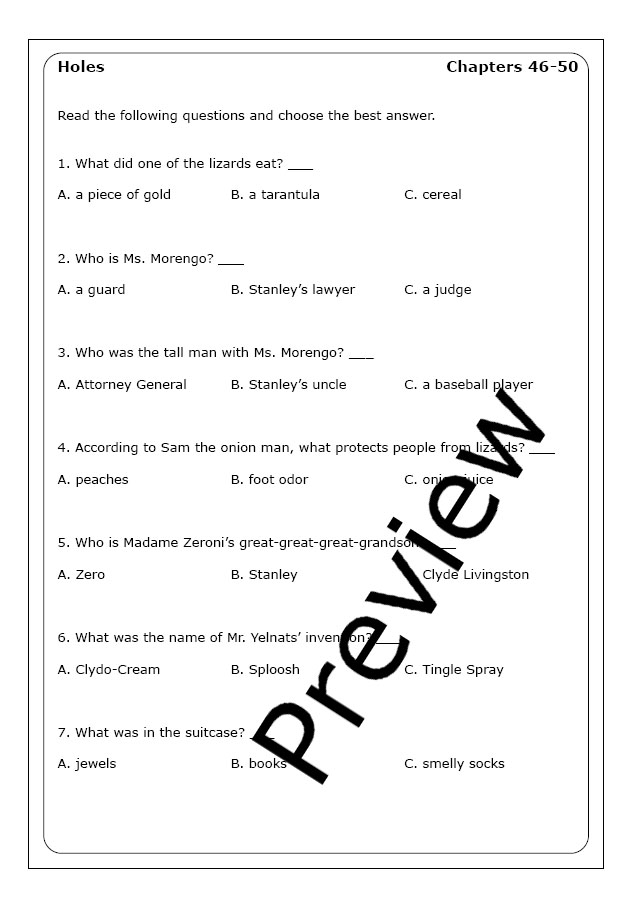 Louis Sachar "Holes" worksheets | Made By Teachers