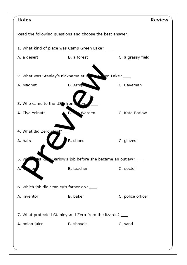 Louis Sachar "Holes" worksheets | Made By Teachers